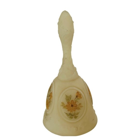 Fenton | Art | Fenton Bell Custard Vaseline Glass Floral Signed Artist ...